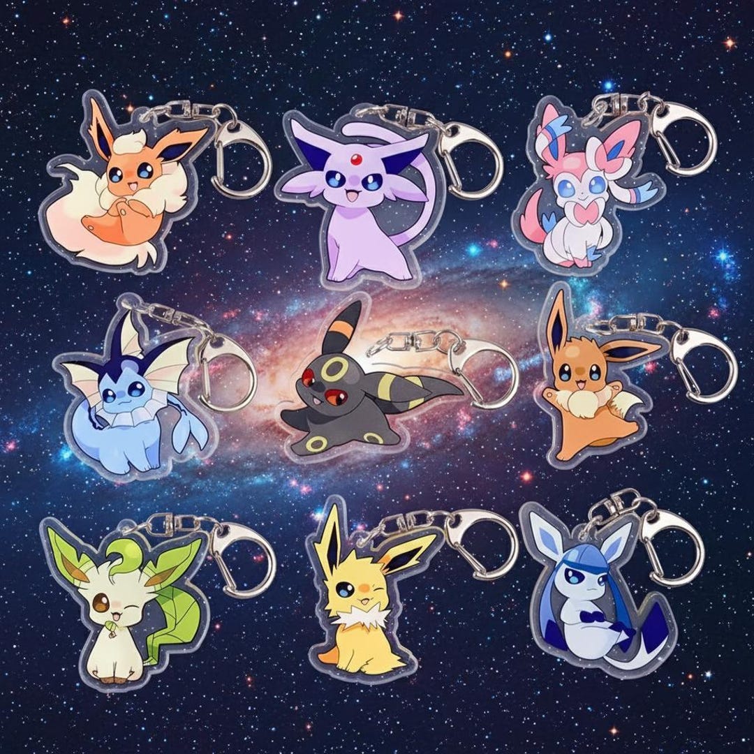 Acrylic Keychains Eco Friendly Anime Pika Evolitions - Etsy