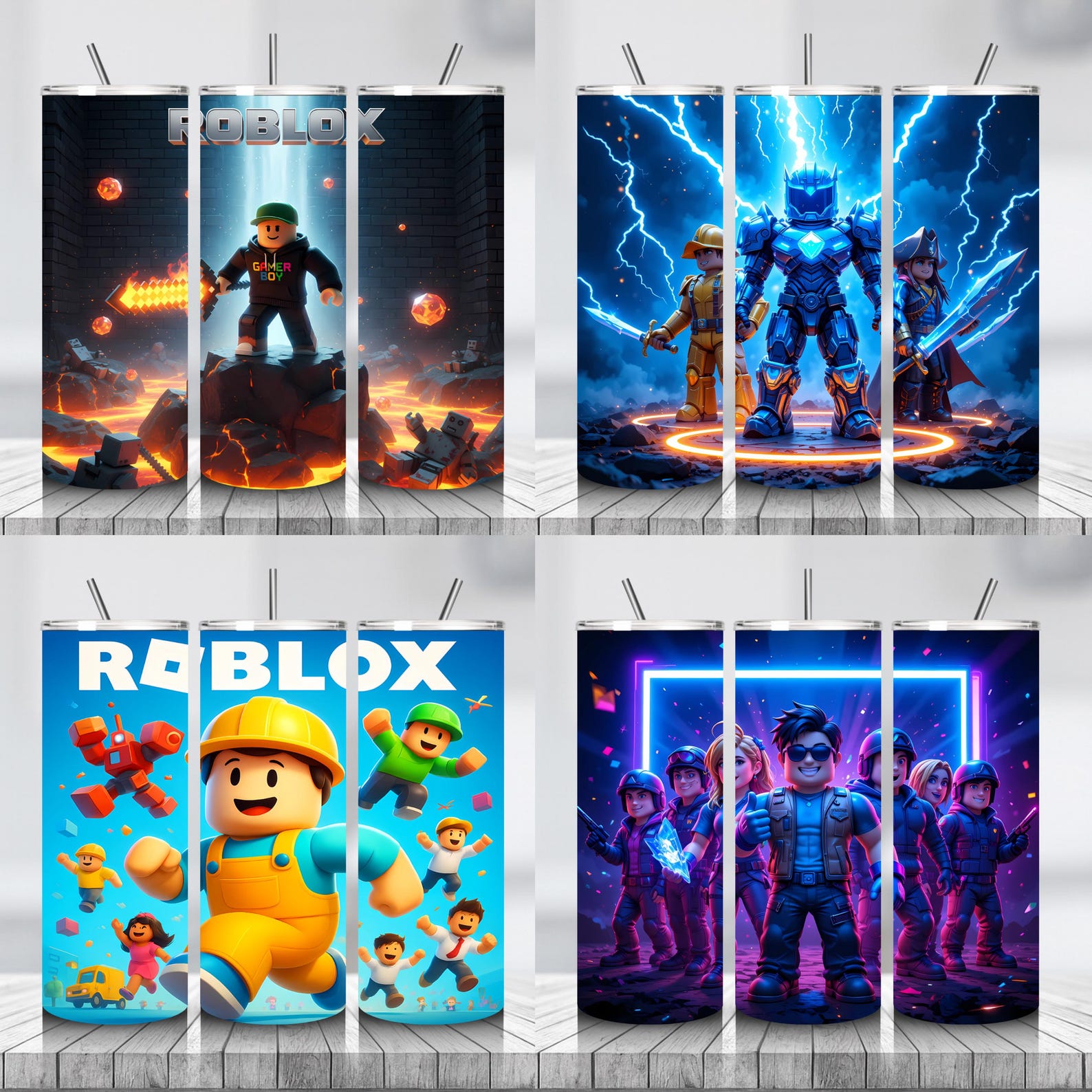 100+ Roblox Style Tumbler Wrap Bundle PNG | 20oz Skinny Sublimation ...