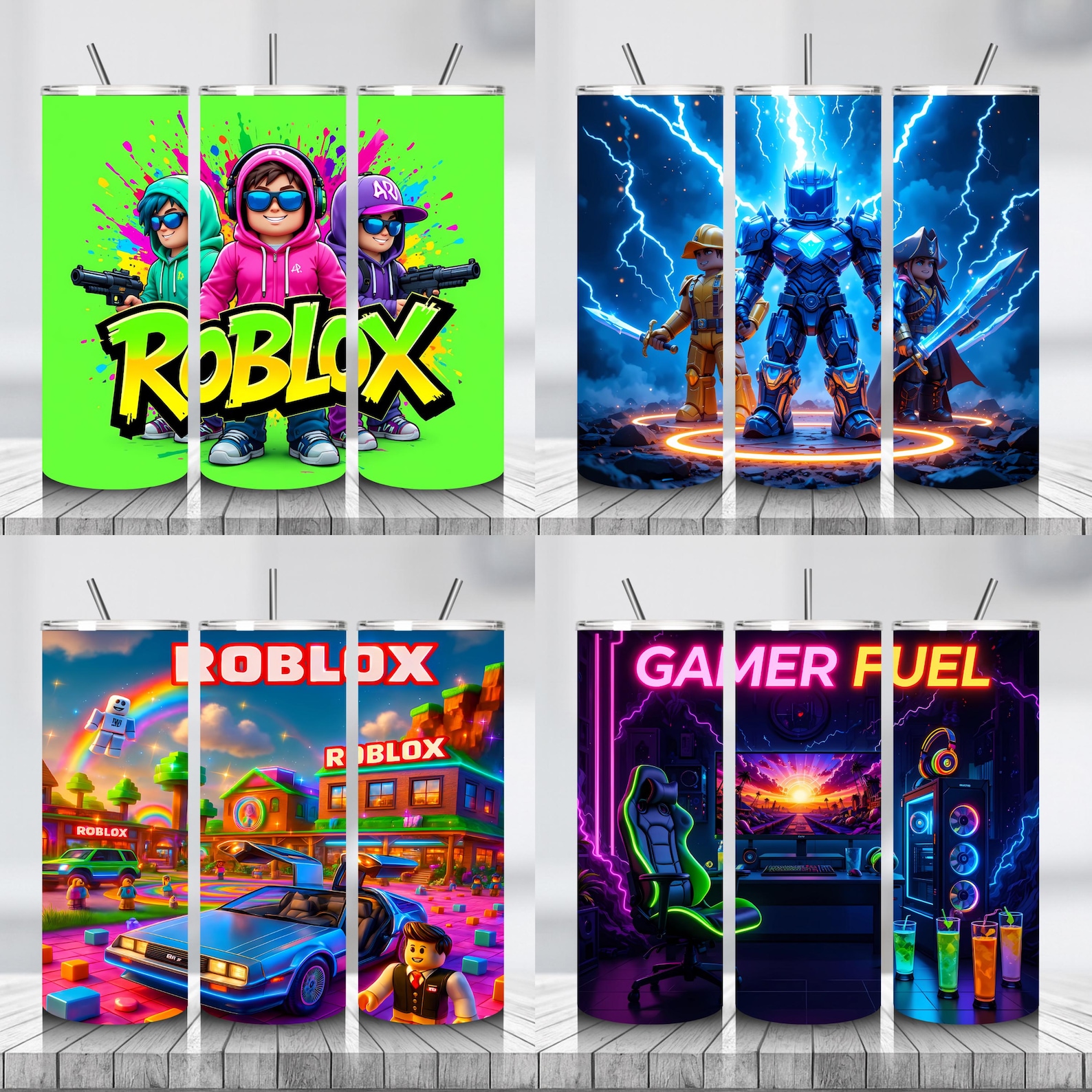 100+ Roblox Style Tumbler Wrap Bundle PNG | 20oz Skinny Sublimation ...