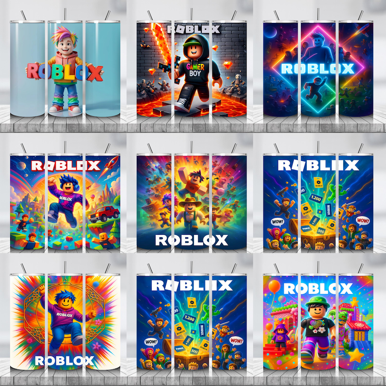 100+ Roblox Style Tumbler Wrap Bundle PNG | 20oz Skinny Sublimation ...