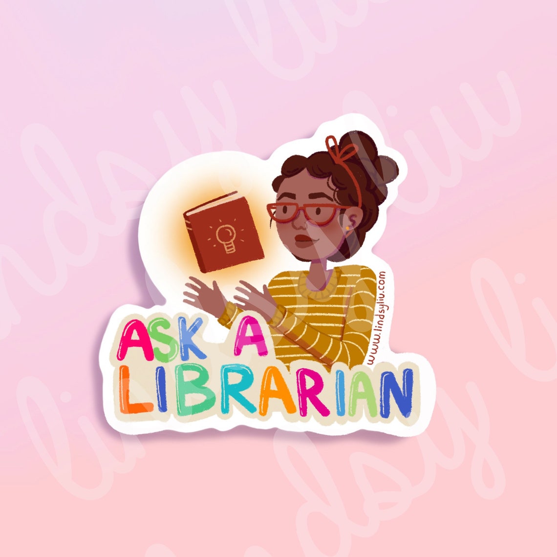 Cute Holographic Librarian Vinyl Sticker WATERPROOF and | Etsy