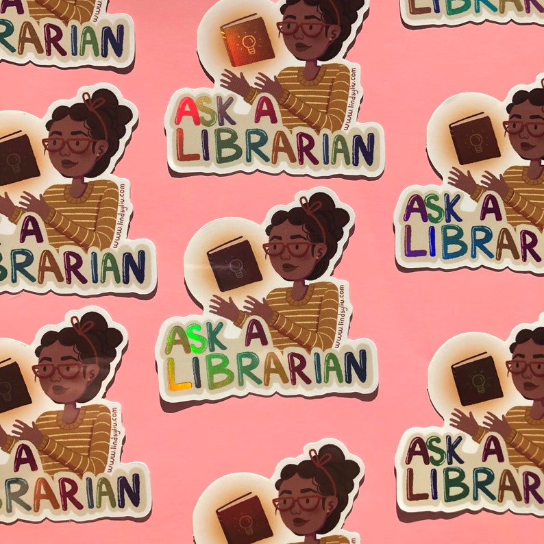 Cute Holographic Librarian Vinyl Sticker WATERPROOF and | Etsy