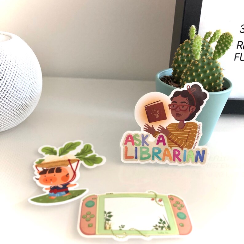 Cute Holographic Librarian Vinyl Sticker WATERPROOF and | Etsy