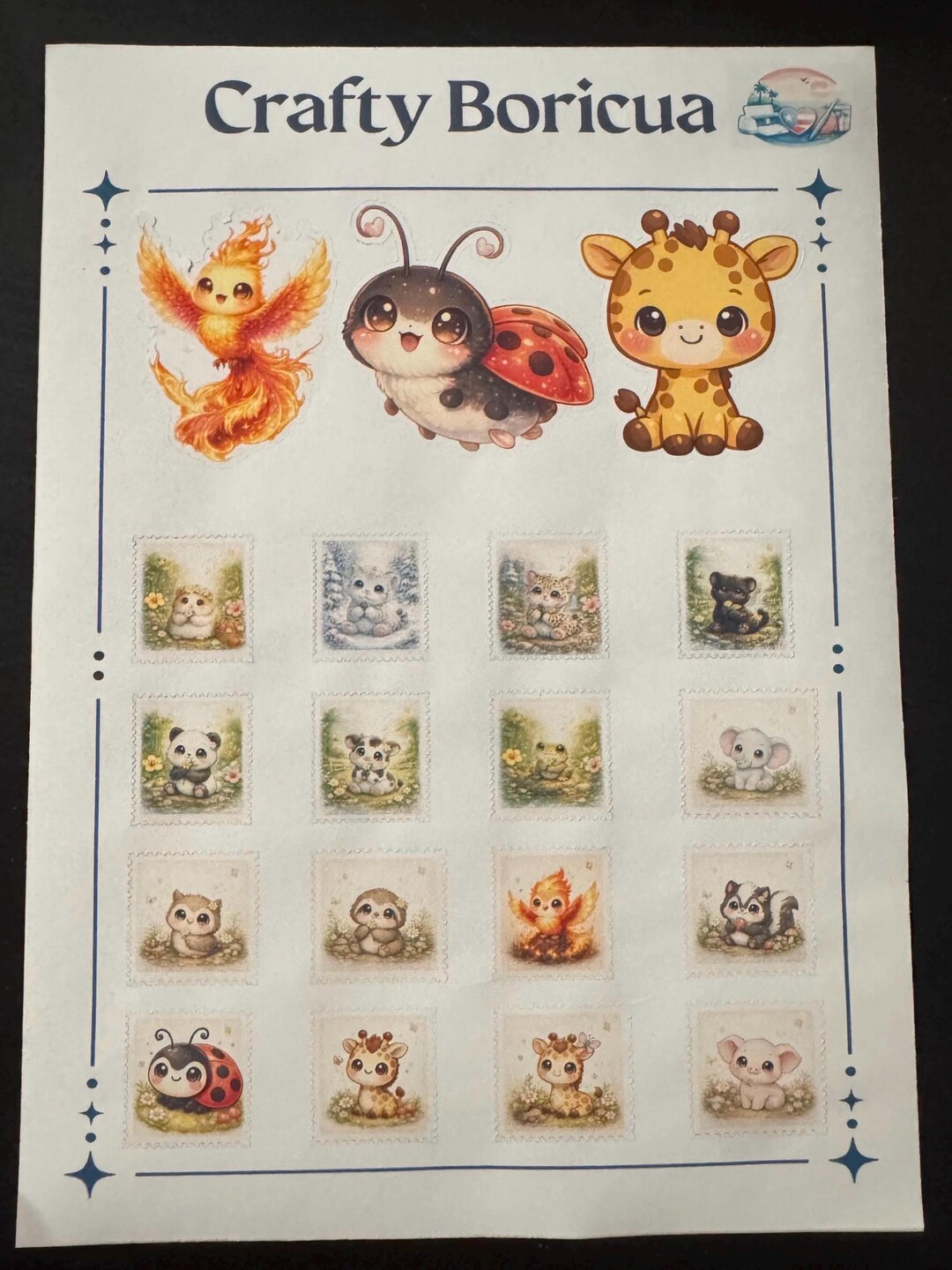 Cute Animal Sticker Sheet – Stamp Style Stickers – Planner, Journal ...