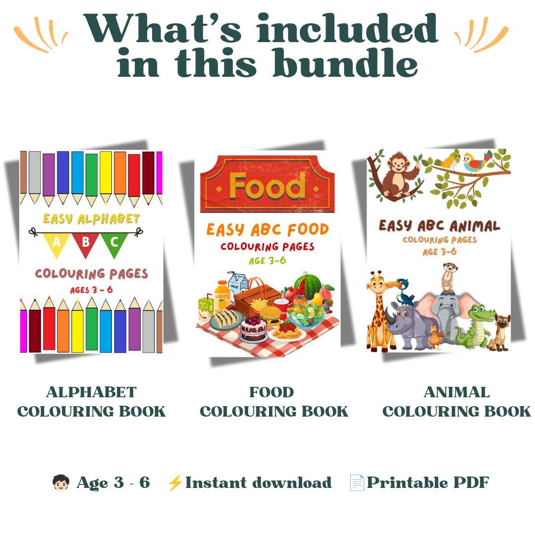 ABC Coloring Pages Bundle | Alphabet, Animals, Food (preschool ...