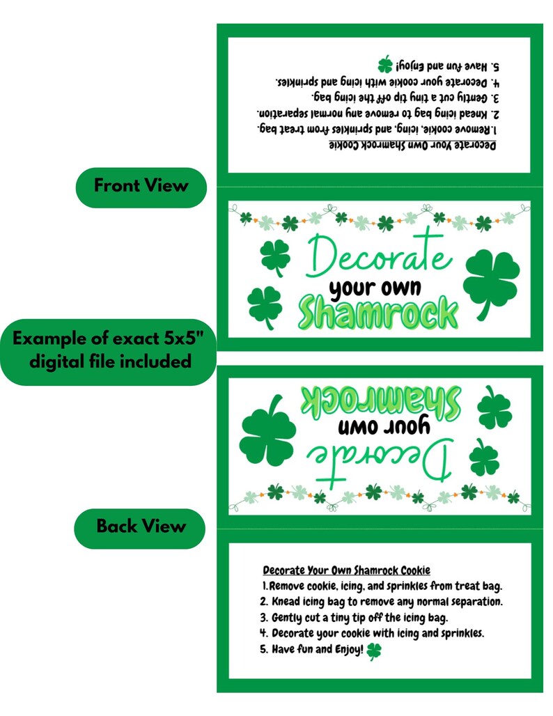 Shamrock Cookie Kit Bag Topper – St. Patrick's Day Printable (digital ...