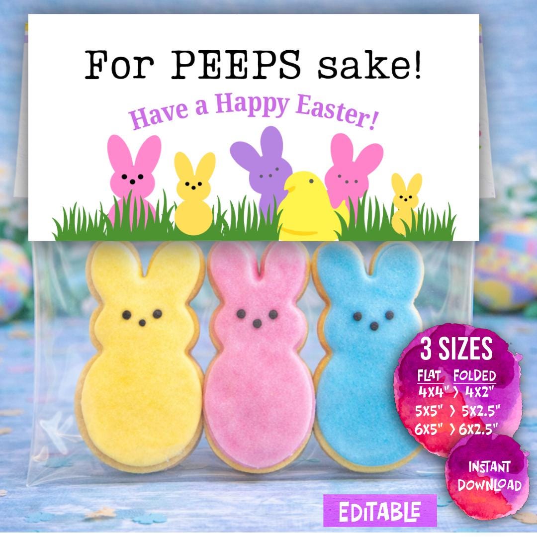 For Peeps Sake Easter Treat Bag Topper – Bunny Favor (PDF Download) - Etsy