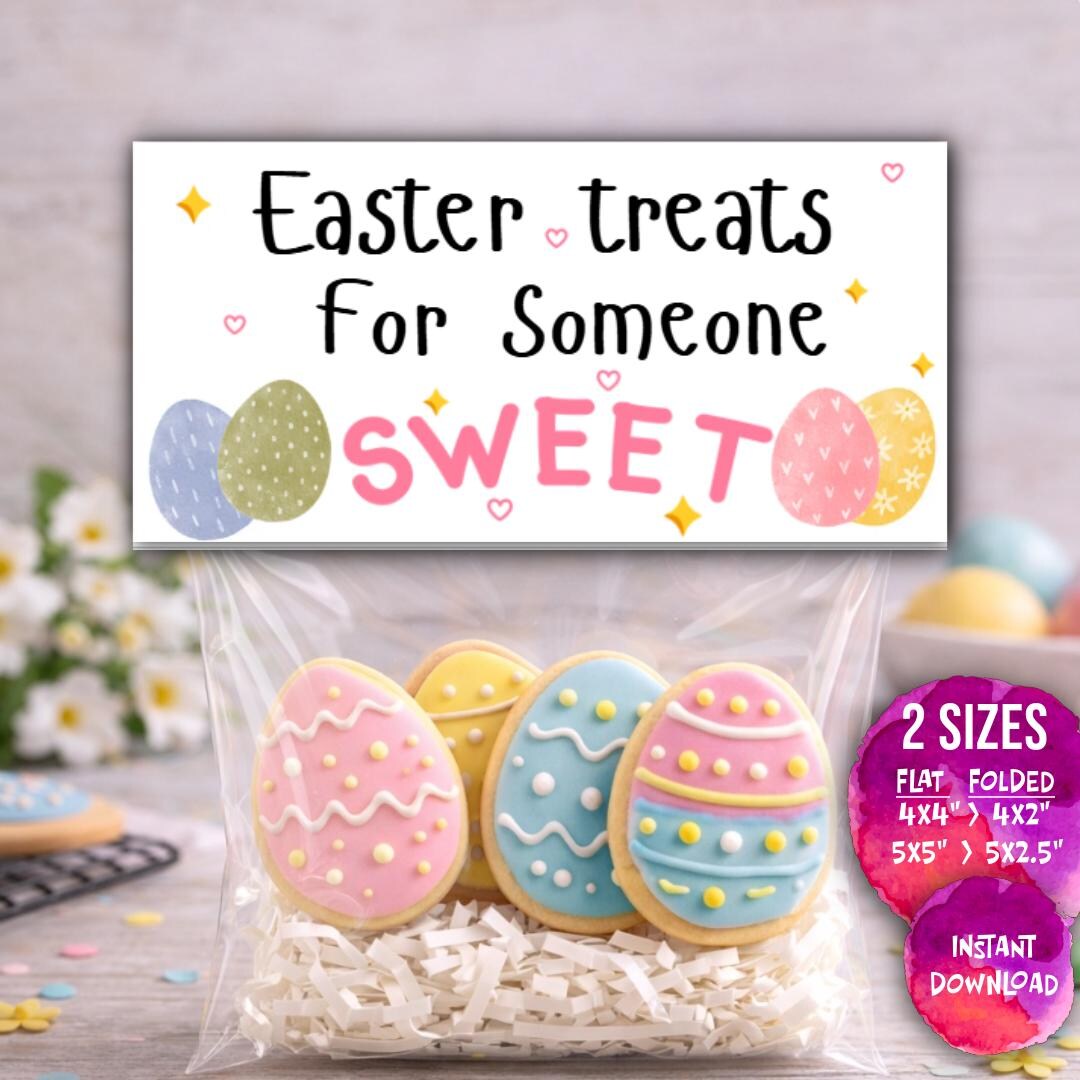 Easter Treat Bag Topper Printable | Happy Easter Cookie Favor (instant ...