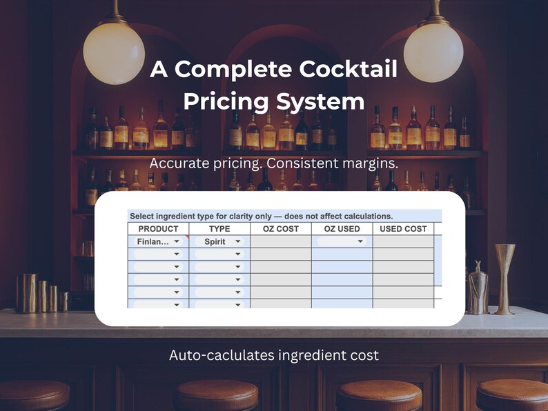 Cocktail Pricing & Bar Menu System | COGS Calculator + Canva Bar Menu ...