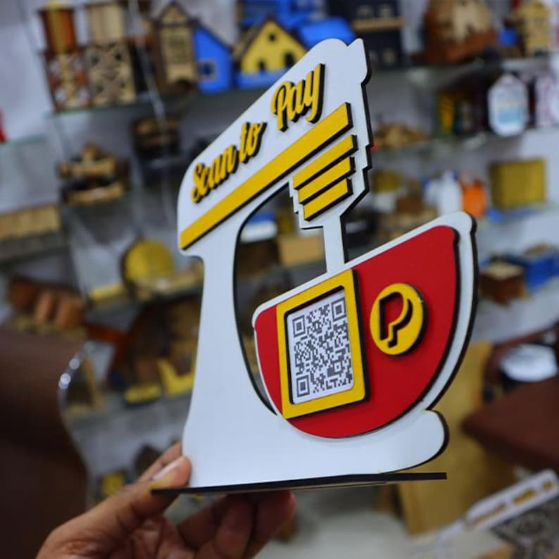 Laser Cut QR Code Stand Bundle, Scan to Pay, Connect With Us Display ...