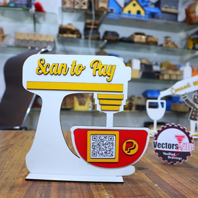 Laser Cut QR Code Stand Bundle, Scan to Pay, Connect With Us Display ...