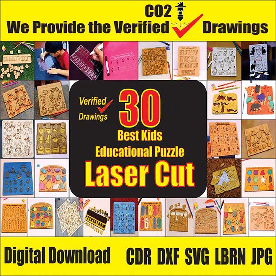 Kids Educational Puzzle Laser Cut Files Bundle | Montessori Puzzles ...