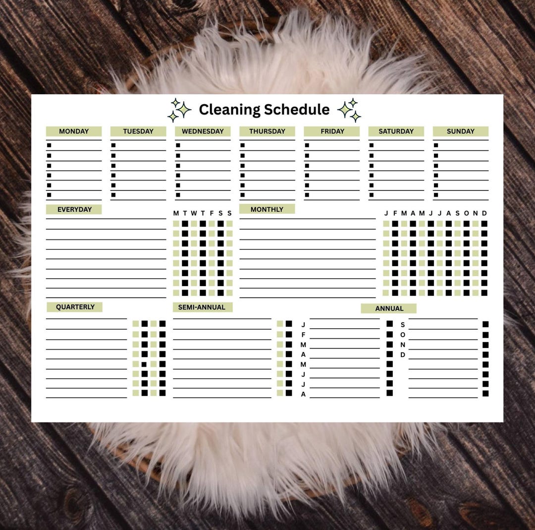 Editable Cleaning Schedule Checklist, Family Chore Chart (PDF Download ...