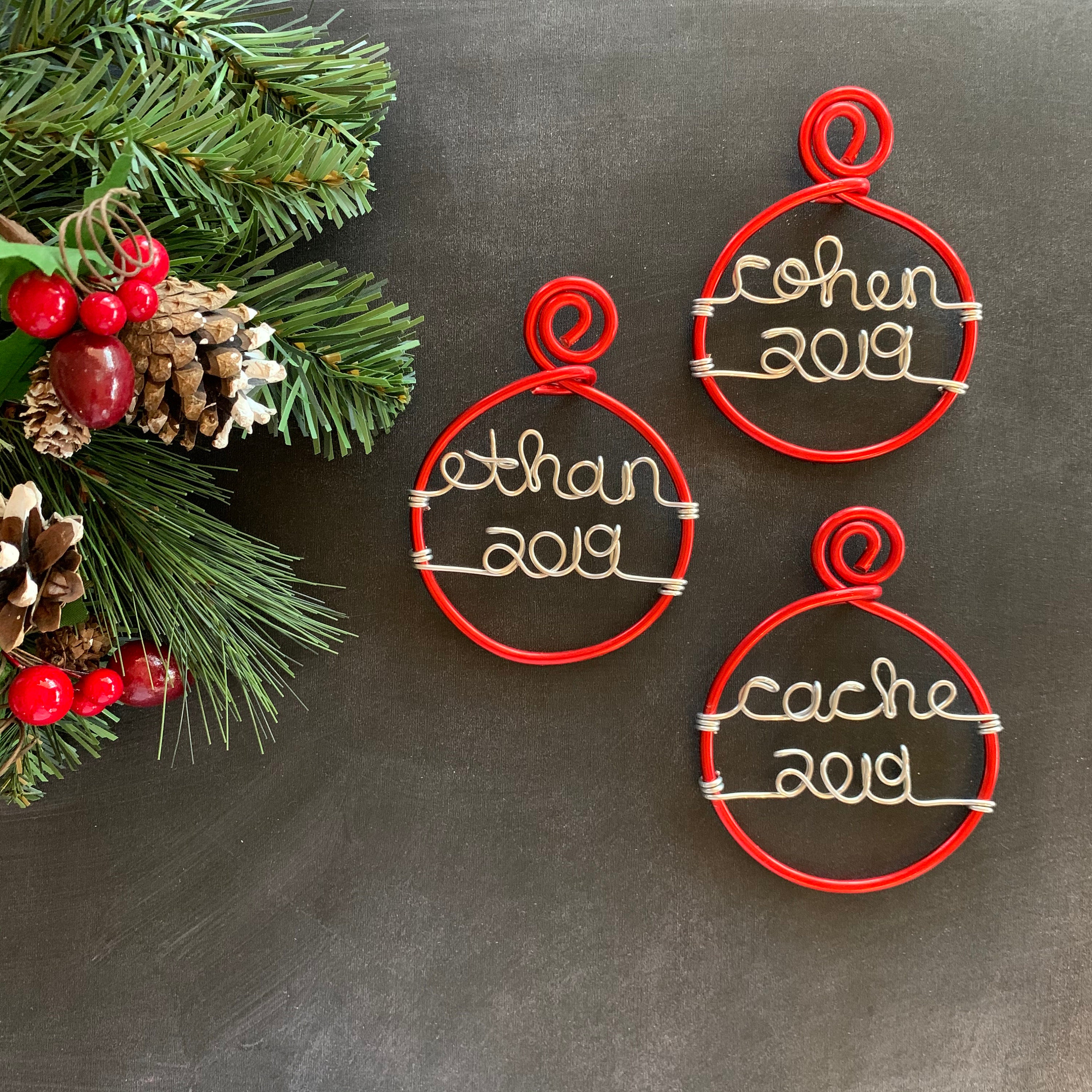 Handcrafted Ornaments, Personalized Christmas Ornament Set, Circle ...