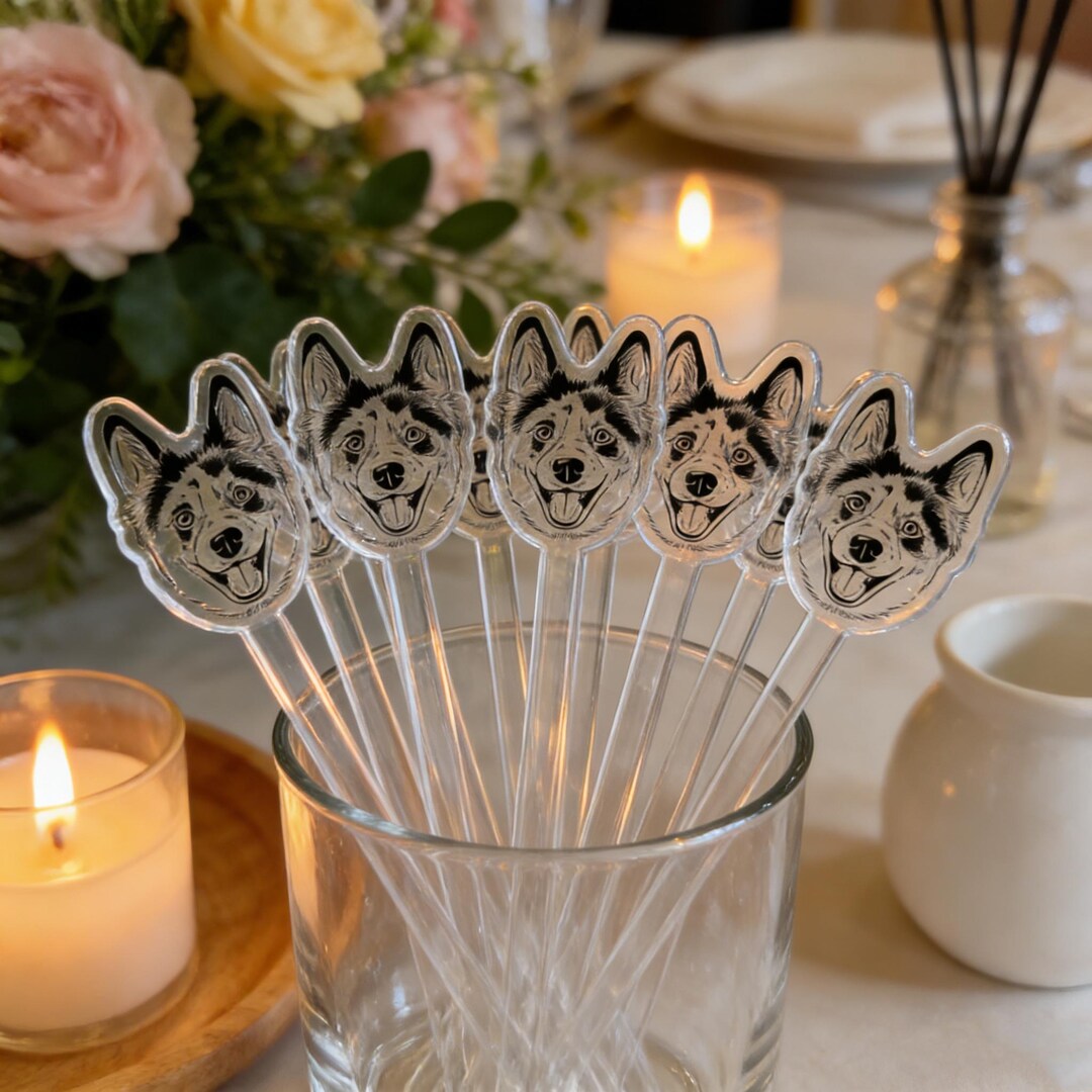 Custom Pet Portrait Swizzle Sticks, Acrylic Wedding Drink Stirrers - Etsy