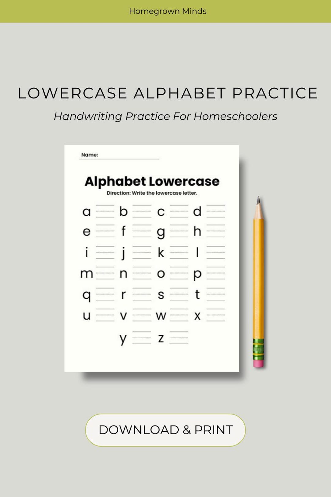Lowercase Alphabet Practice Printables, Minimalist Handwriting ...