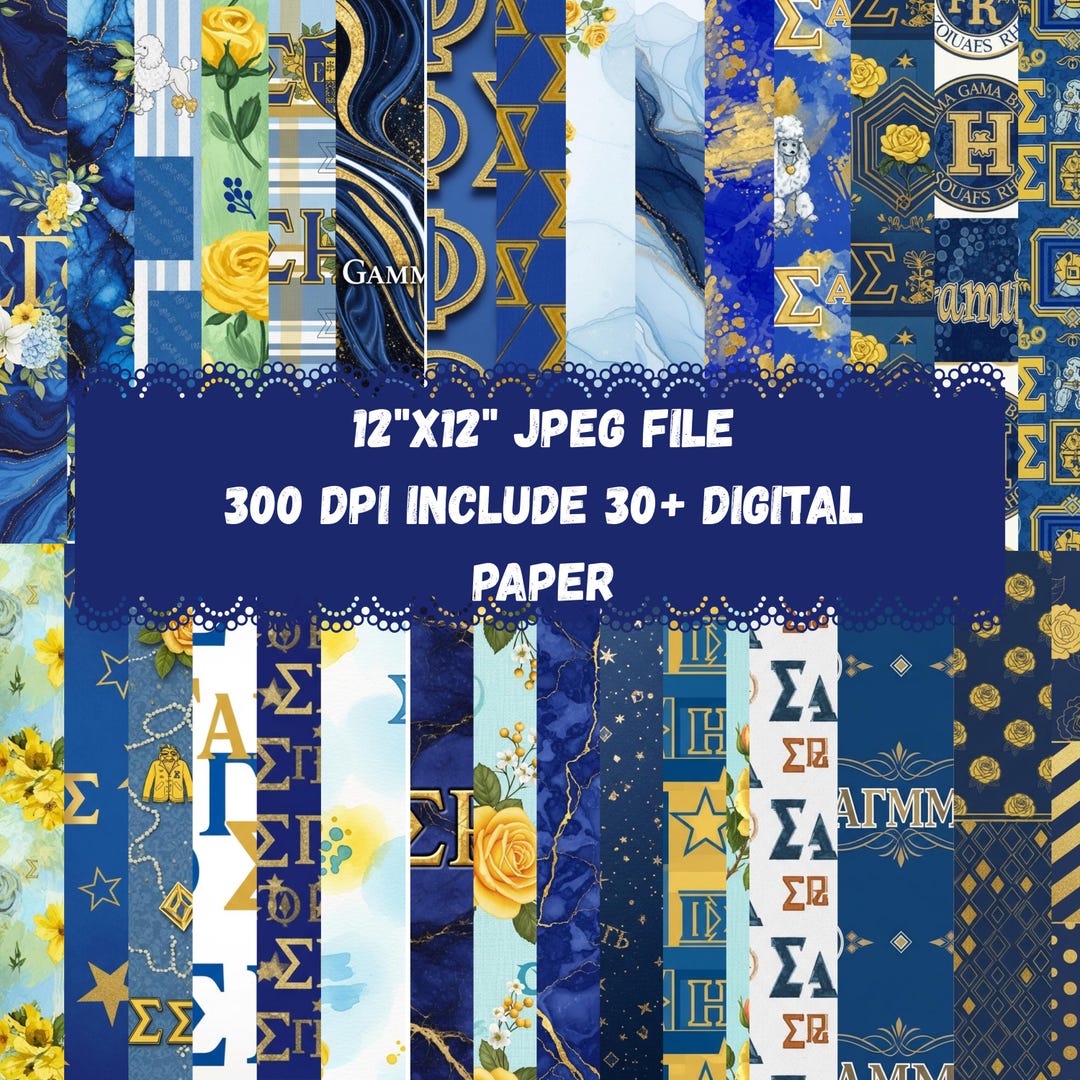 Sigma Gamma Rho Digital Paper Pack Blue and Gold Sorority Backgrounds ...