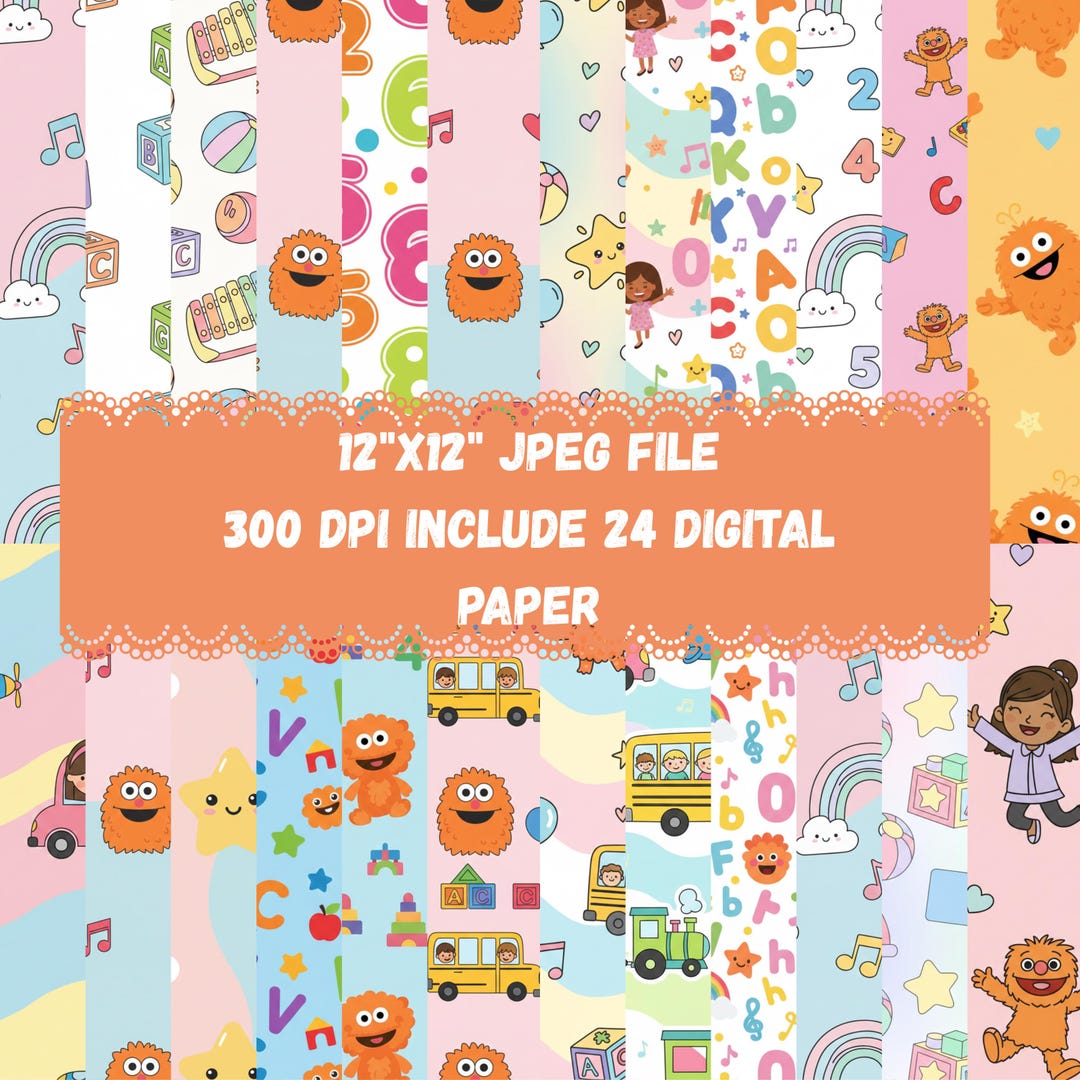 Ms Rachel Digital Paper Bundle | Preschool Learning Backgrounds | ABC ...