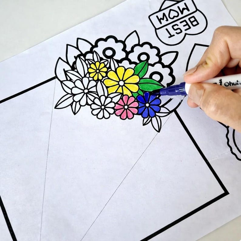 Mother’s Day Craft for Kids, Flower Bouquet Printable, Color Cut and ...