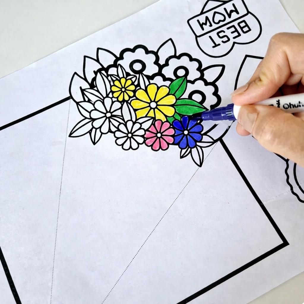 Mother’s Day Craft for Kids, Flower Bouquet Printable, Color Cut and ...