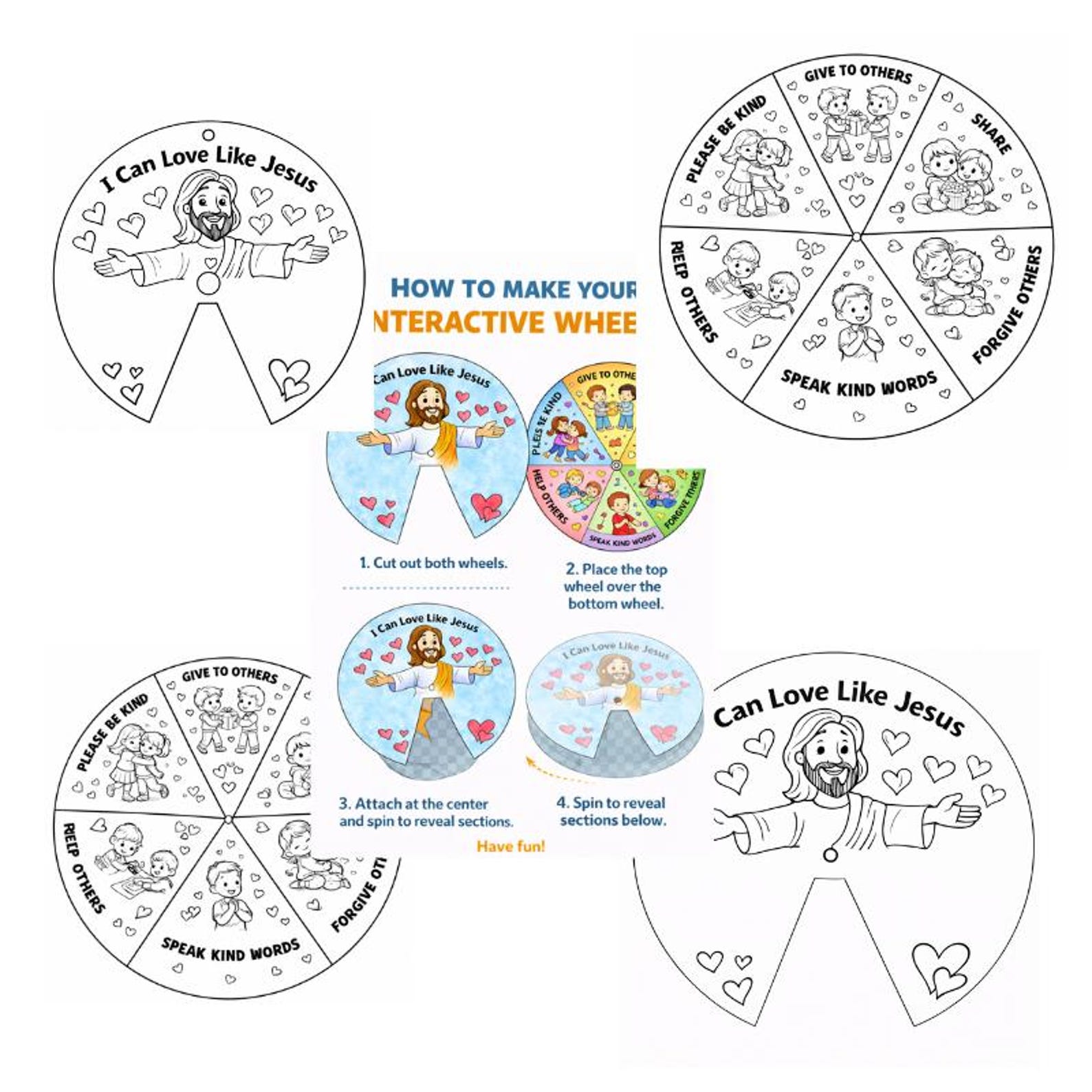 I Can Love Like Jesus – Printable Activity Wheel - Etsy