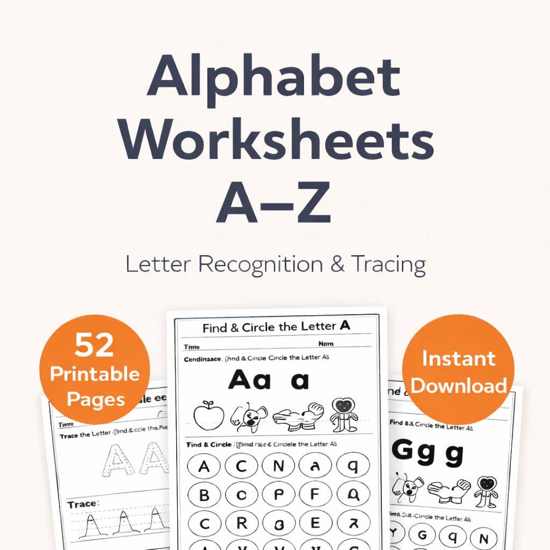 Alphabet Worksheets A–Z | Letter Recognition and Tracing for Preschool ...