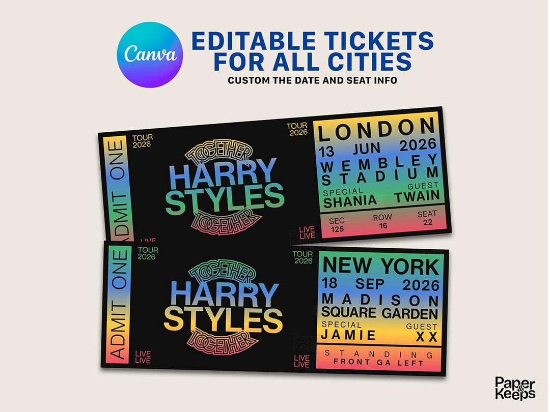 Digital Together Together Tour Ticket | Custom Concert Keepsake ...