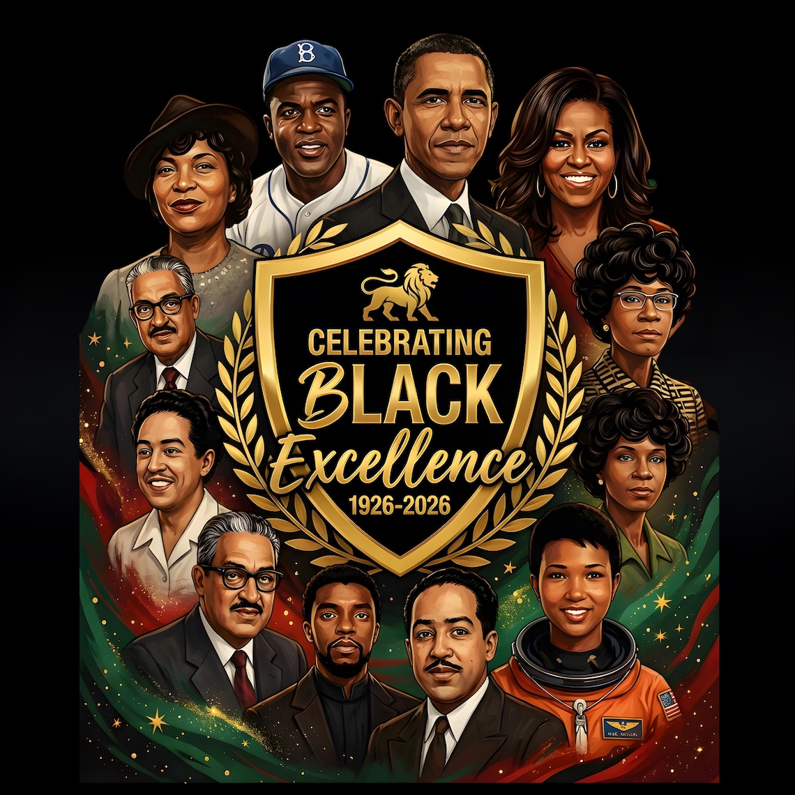 100 Years Black Excellence PNG: Black History Design for Shirts ...