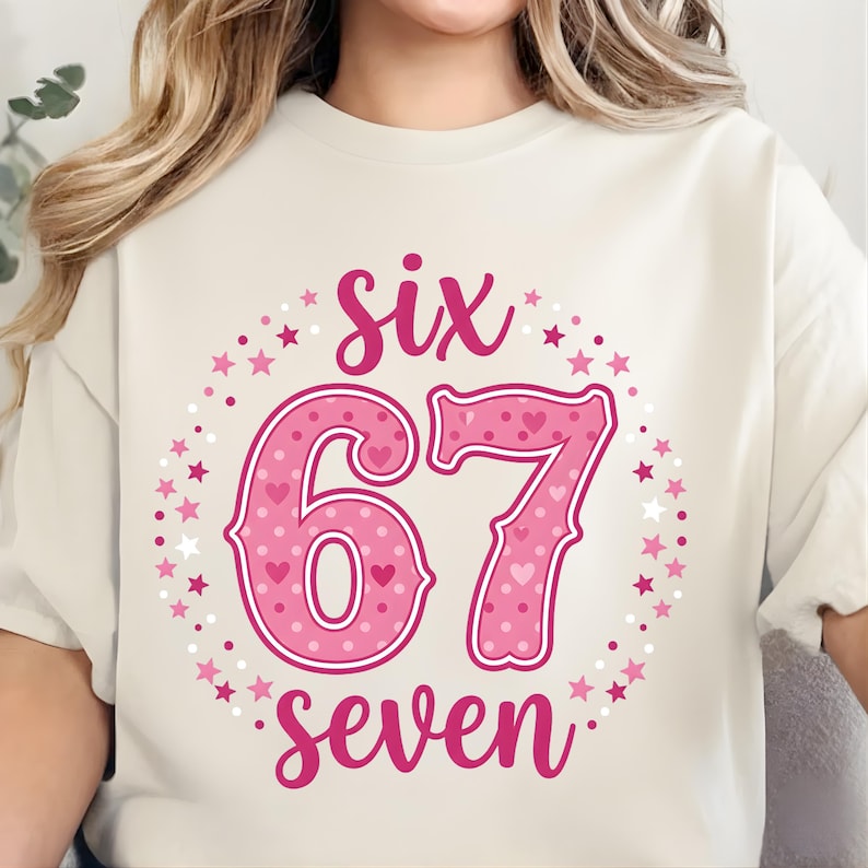 Cute Six Seven PNG – Pink Number Clipart, Trendy 6 7 Digital Design for ...