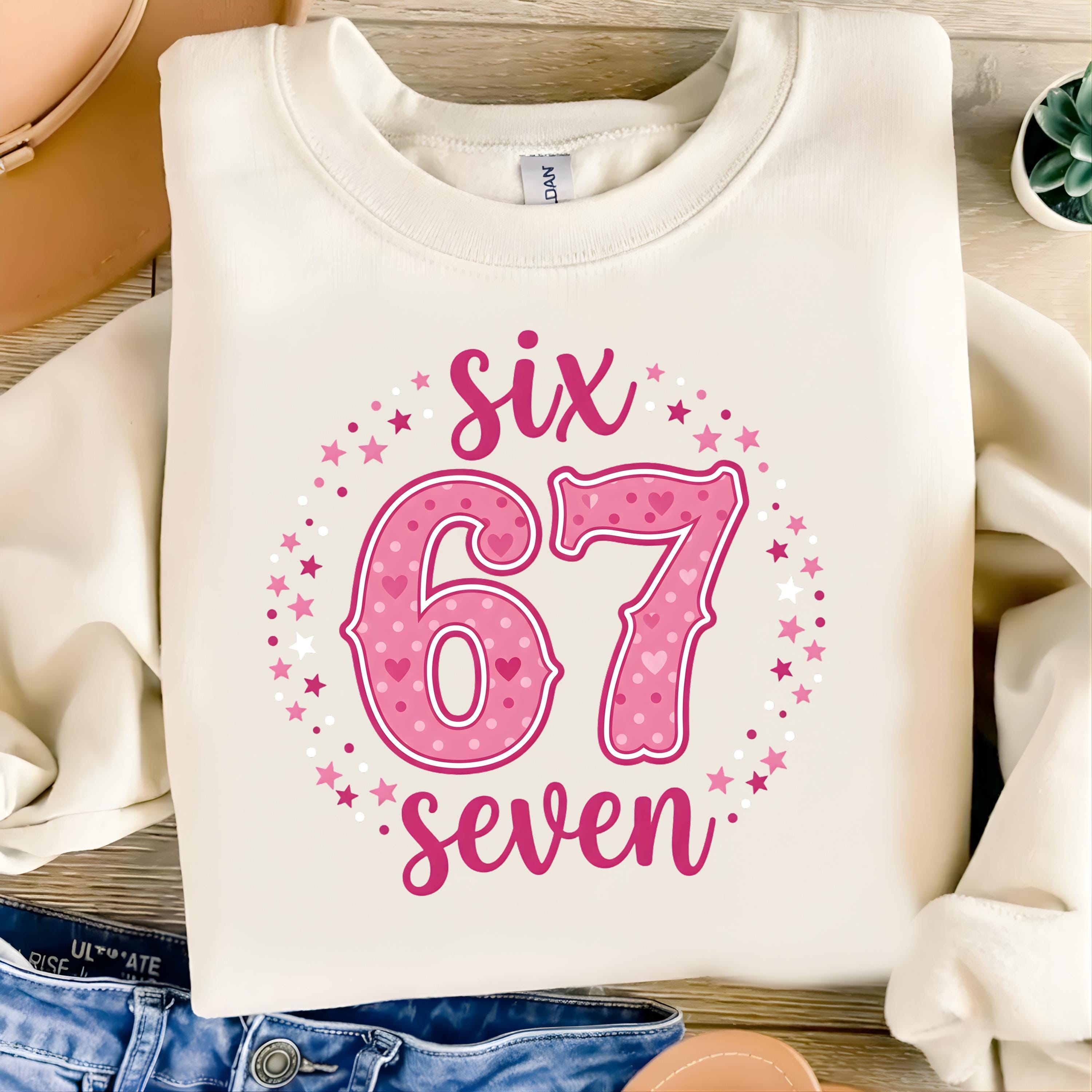 Cute Six Seven PNG – Pink Number Clipart, Trendy 6 7 Digital Design for ...