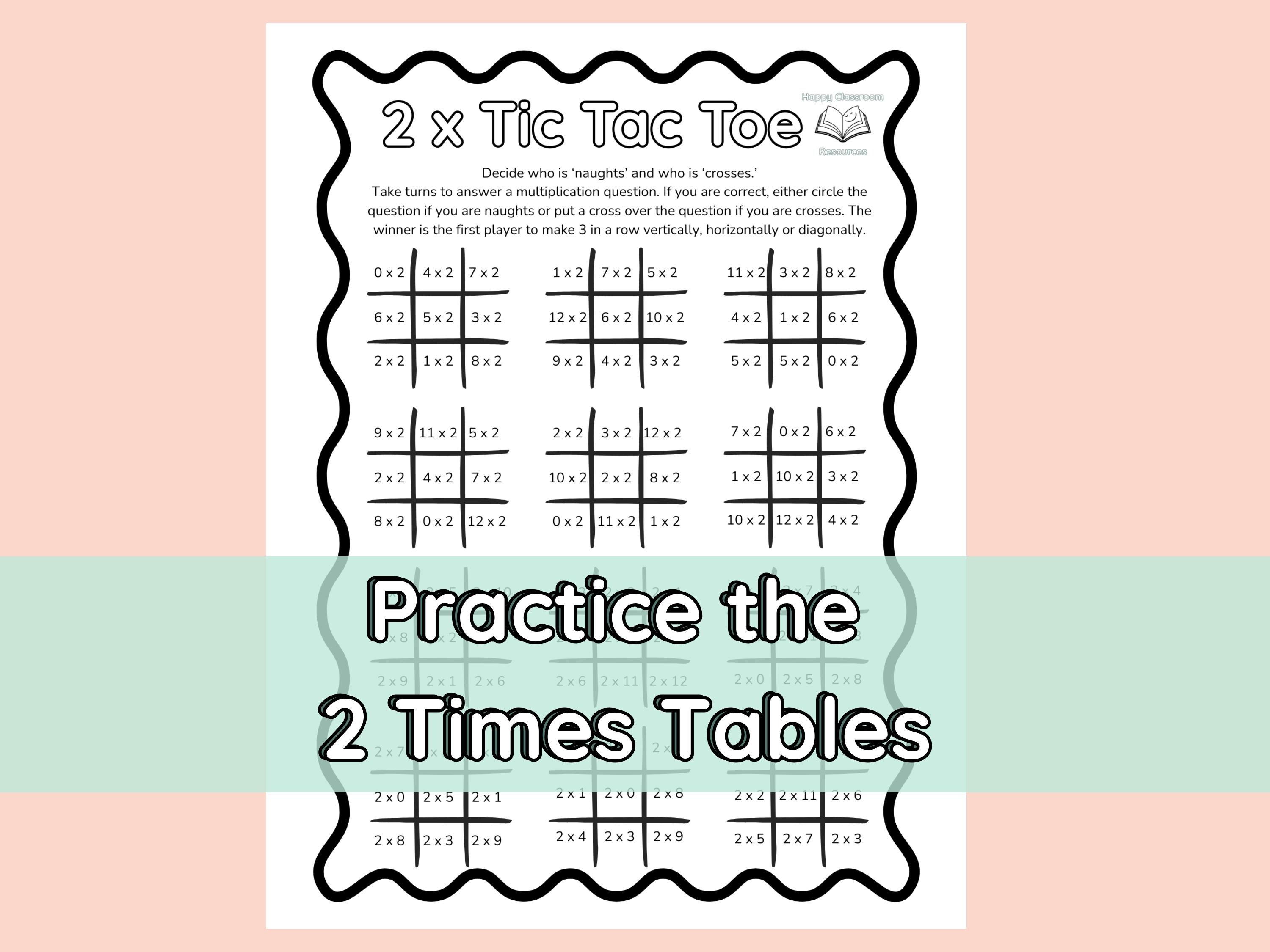 KS1 Times Tables Tic Tac Toe Worksheets | Multiplication Games | Maths ...