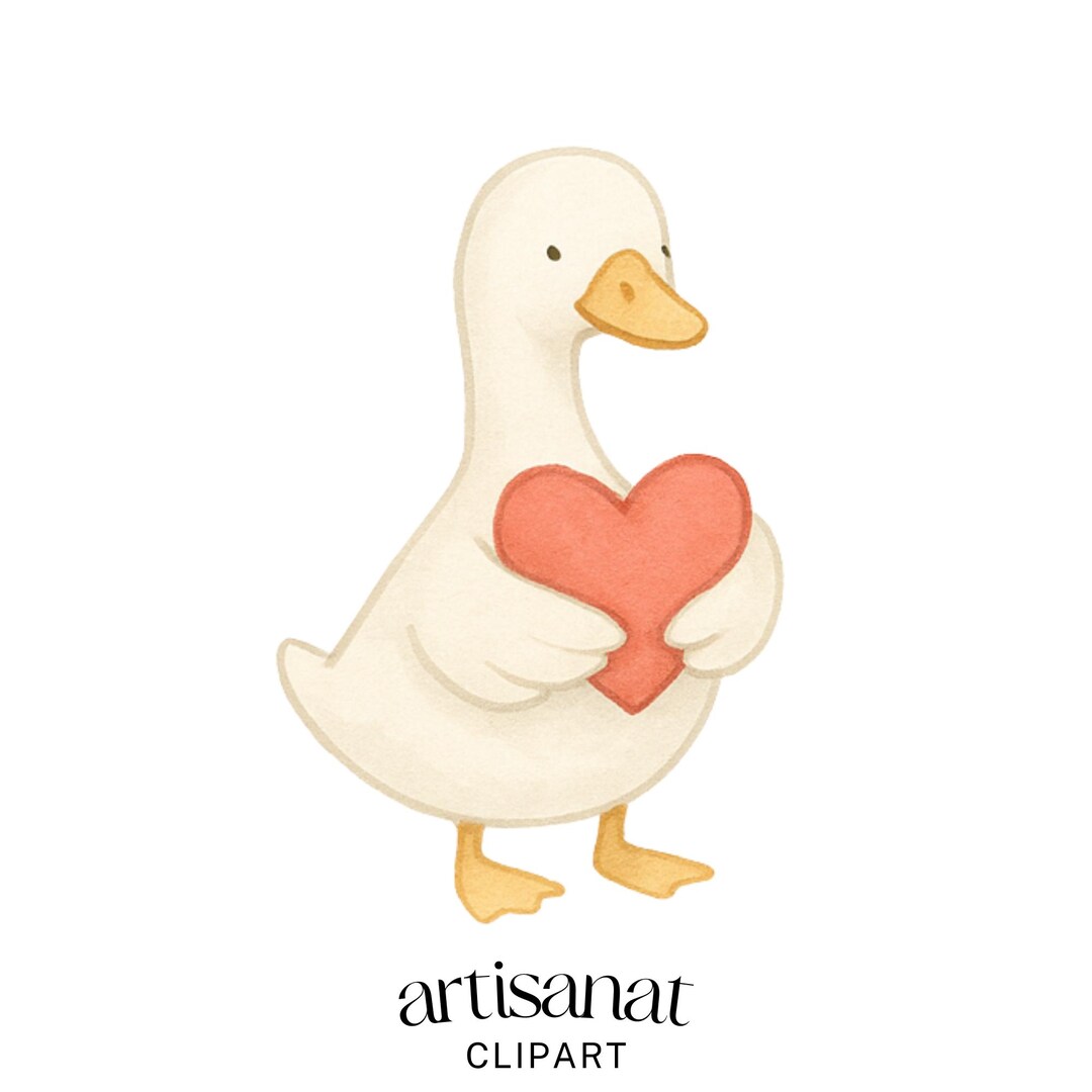 Cute Duck Clipart Set, 20 Watercolor Duck Illustrations PNG, Cozy Love ...