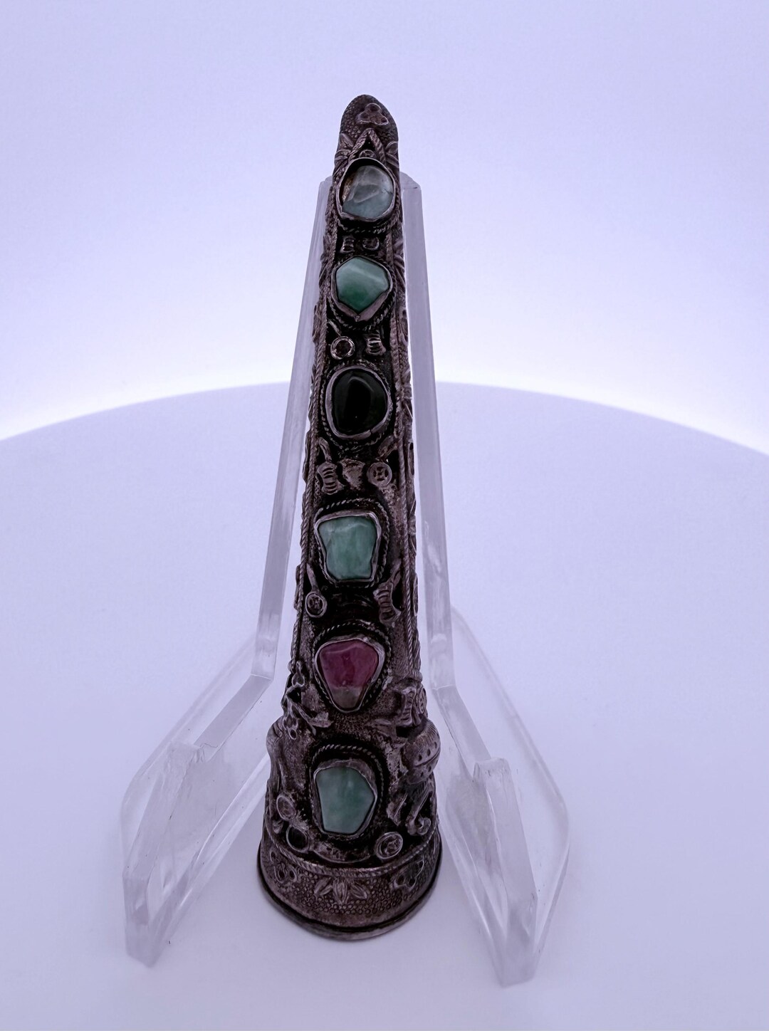 Antique Chinese Fingernail Guard Brooch With Tourmaline - Etsy