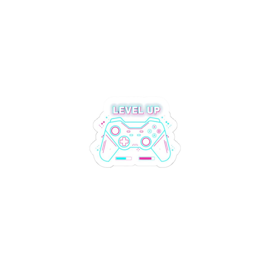 Level up Gaming Sticker – Neon Controller Esports Decal | Gaming Pixel ...