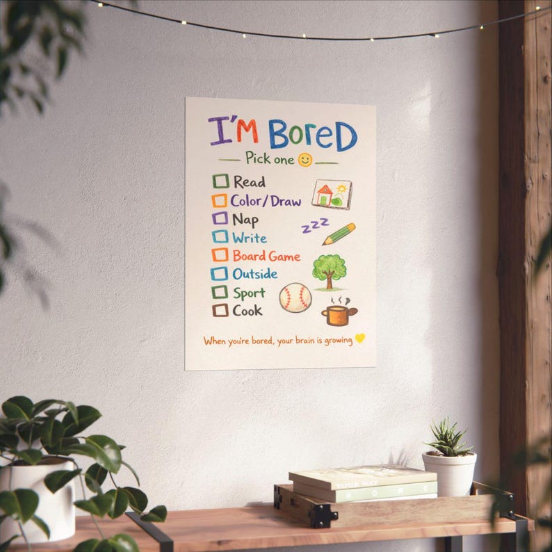 I’m Bored Poster for Kids – Digital Download – Screen Free Activities ...
