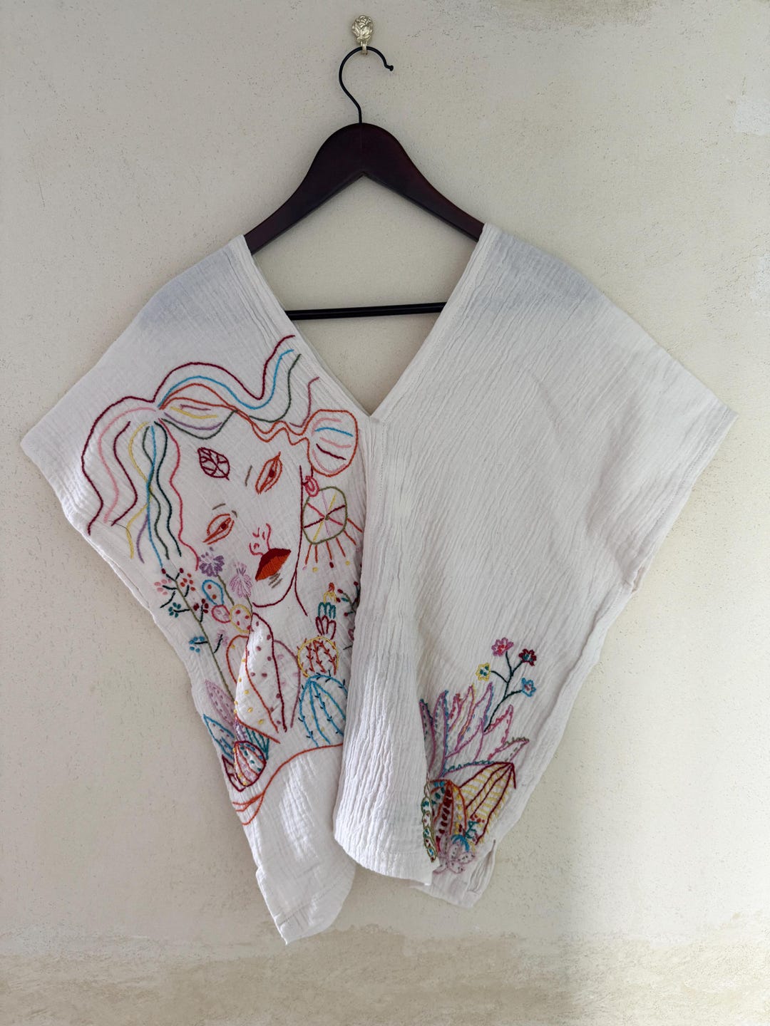 Hand Embroidered Cotton Top | Thai Artisan Blouse | One-of-a-kind ...