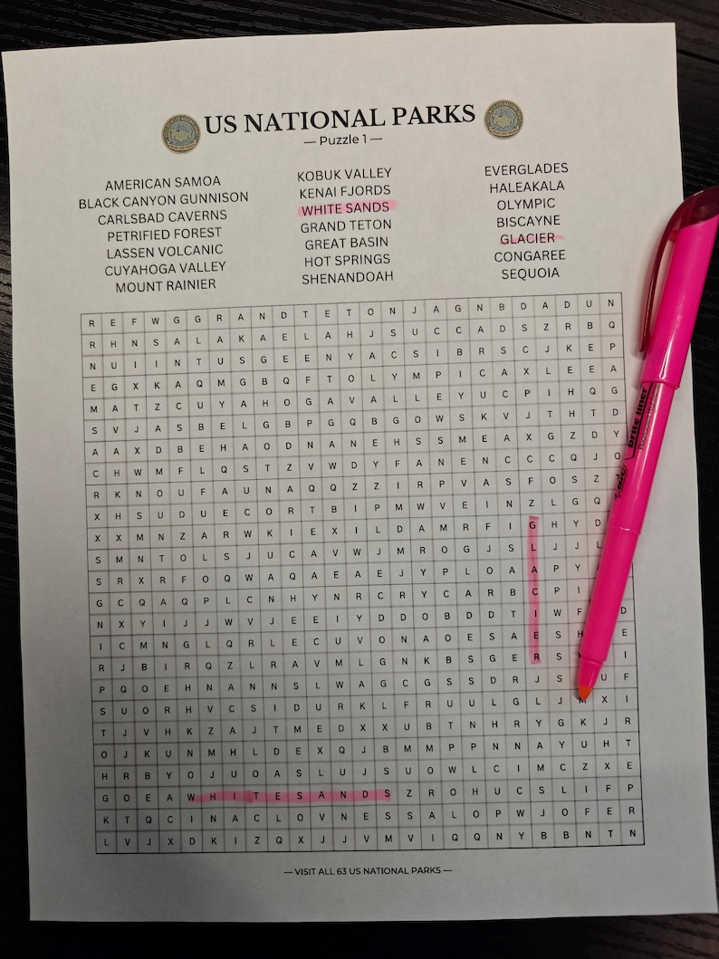 National Park Word Search Bundle, 3 Printable Travel Games, Road Trip ...