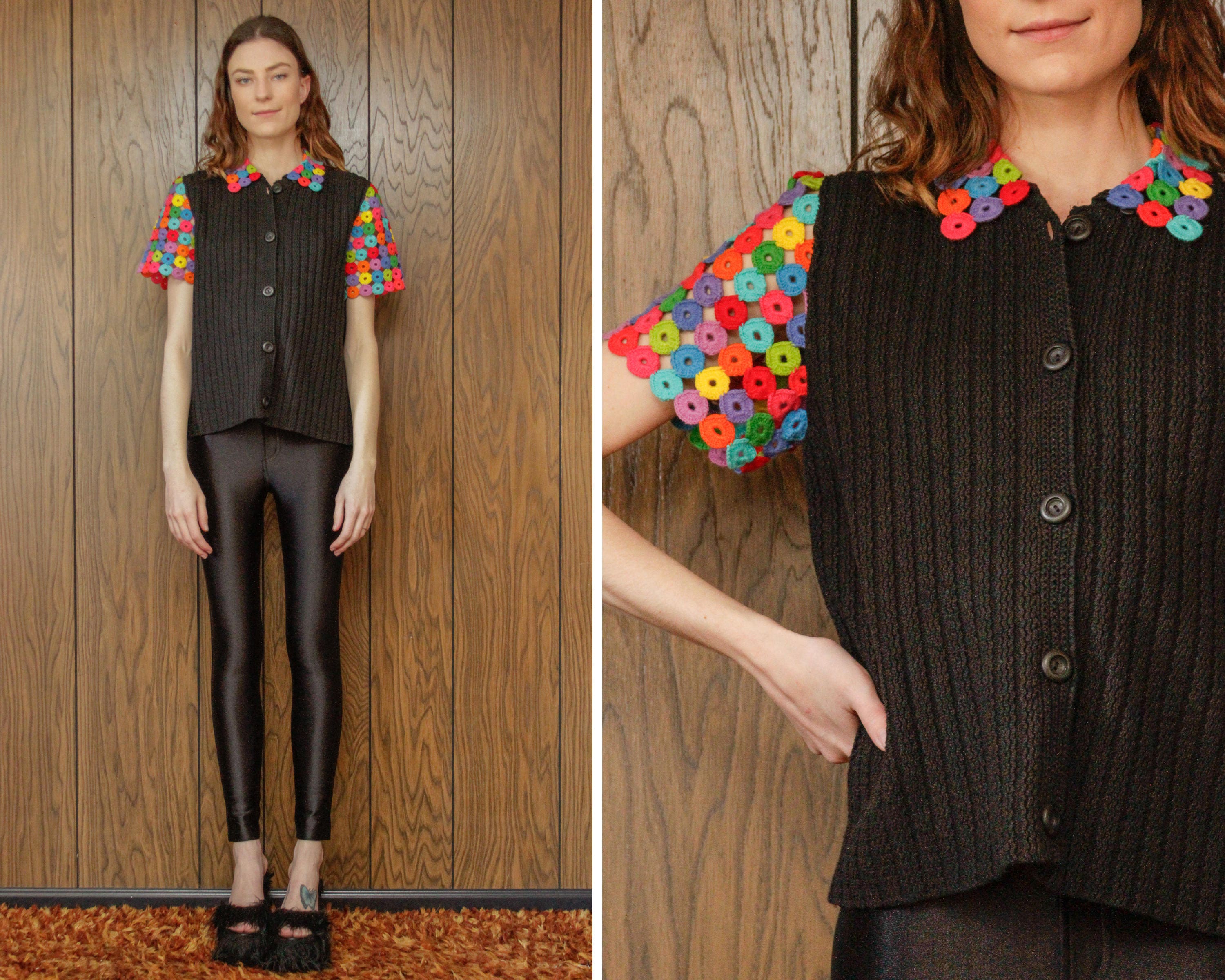 Vintage 90s Michael Simon Rainbow Kitsch Funky Avant Guarde Multi Color ...
