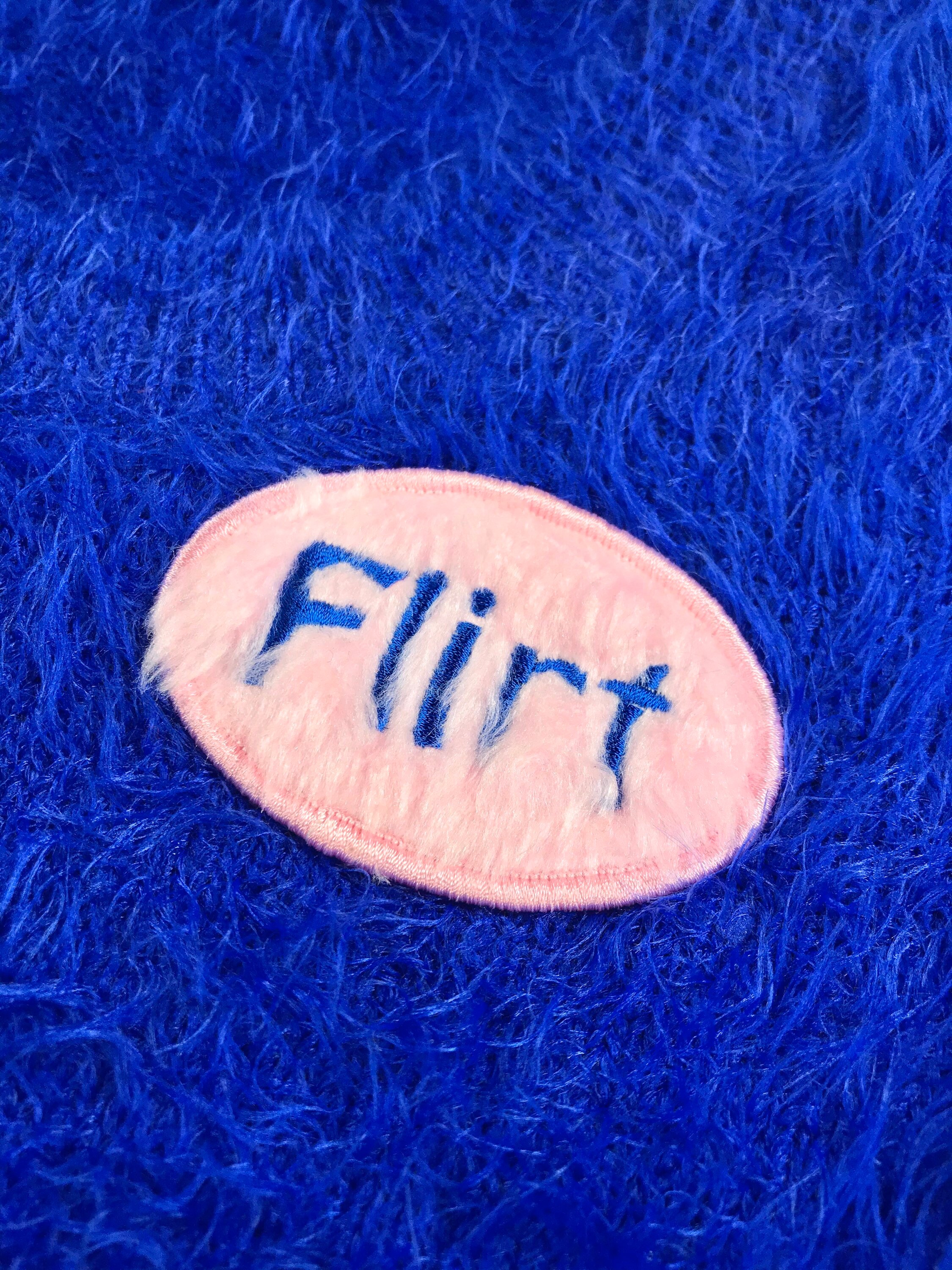Vintage 90s Y2K Fuzzy Royal Blue Pink Faux Fur Flirt Name Badge ...