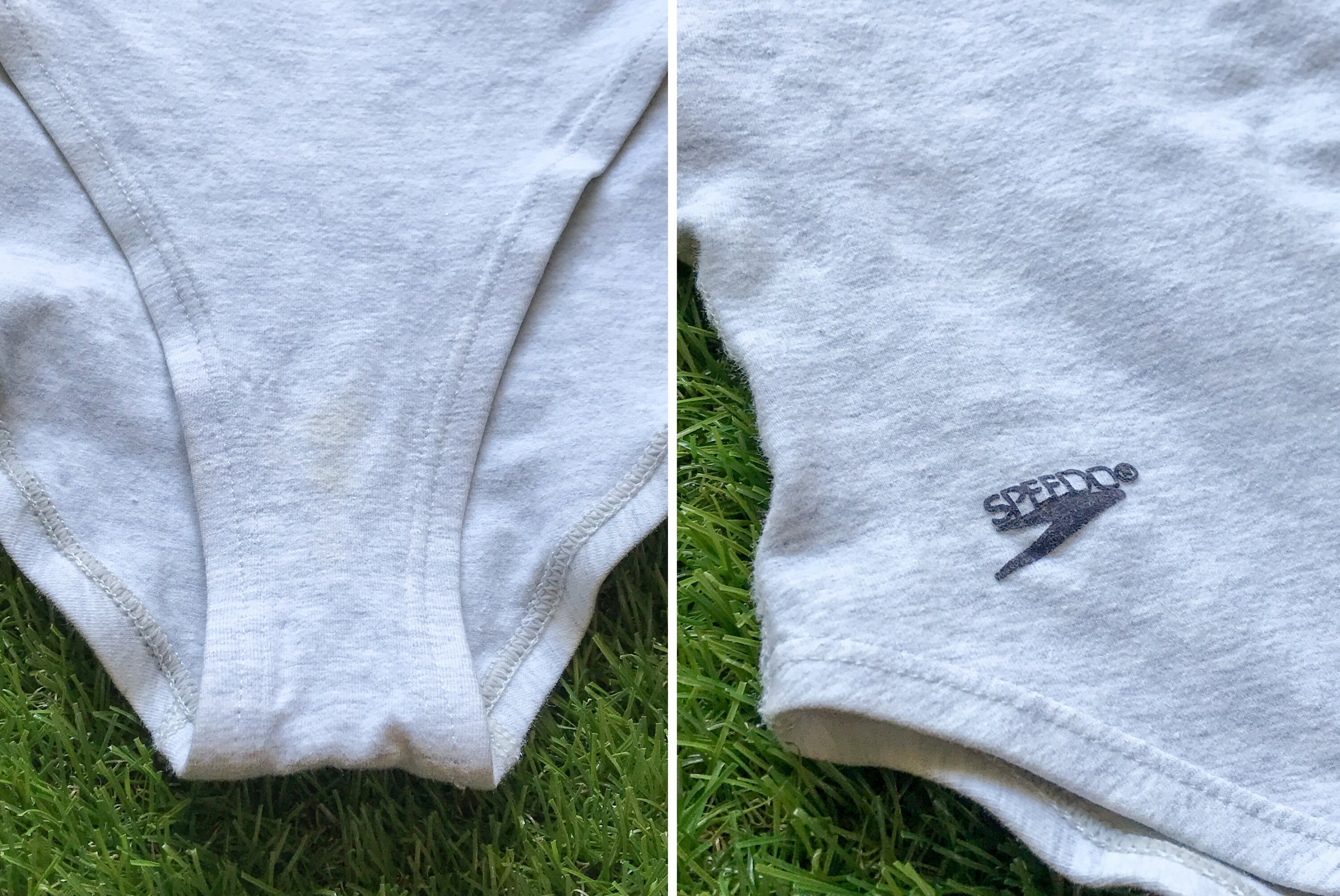 Vintage 90s Speedo Light Heather Gray White High Cut Sleeveless Scoop ...