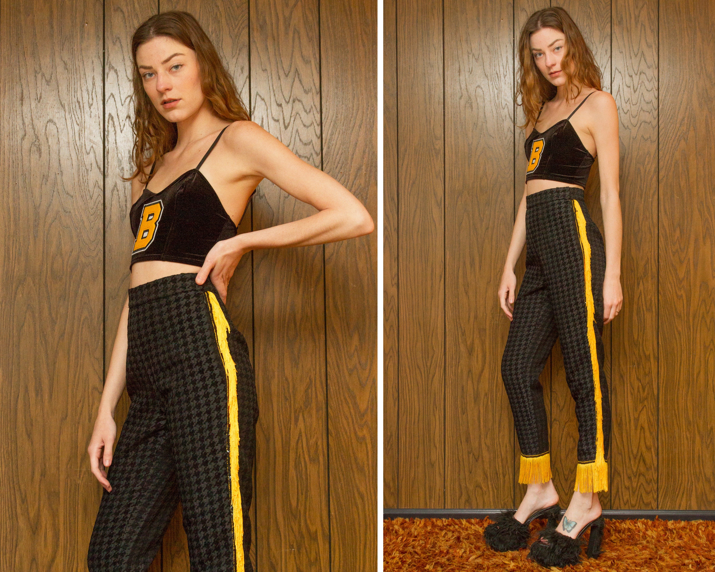 Sexy Bus Driver Costume Black Velvet Embroidered Yellow Chenille B ...