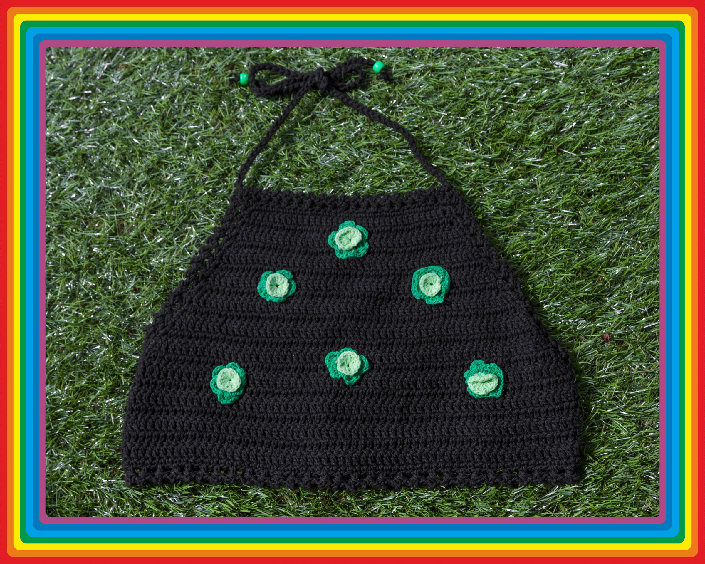 Vintage Deadstock 90s Black Kelly Lime Neon Green Summer Festival ...