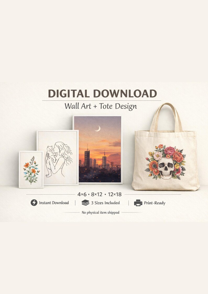 Digital Download Wall Art & Bag Design | Instant Download - Etsy