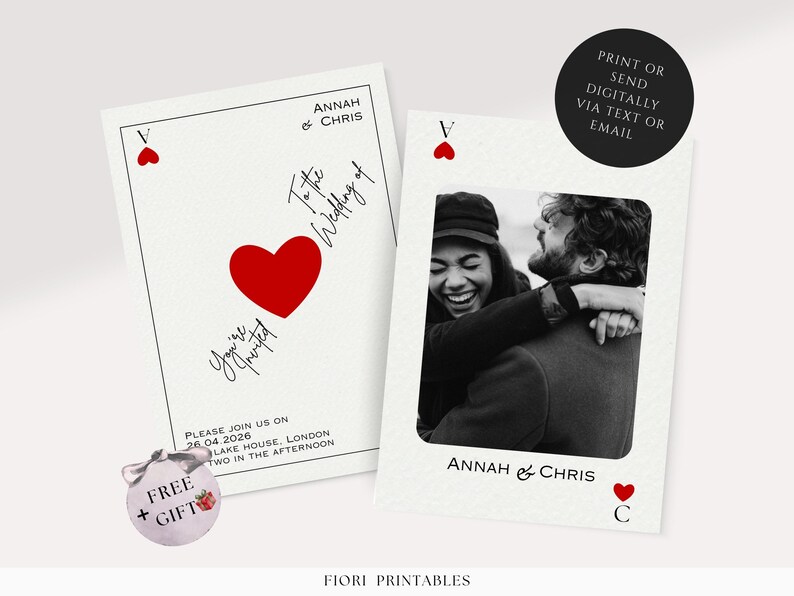 Playing Card Wedding Invitation, Editable Canva Wedding Invite With ...