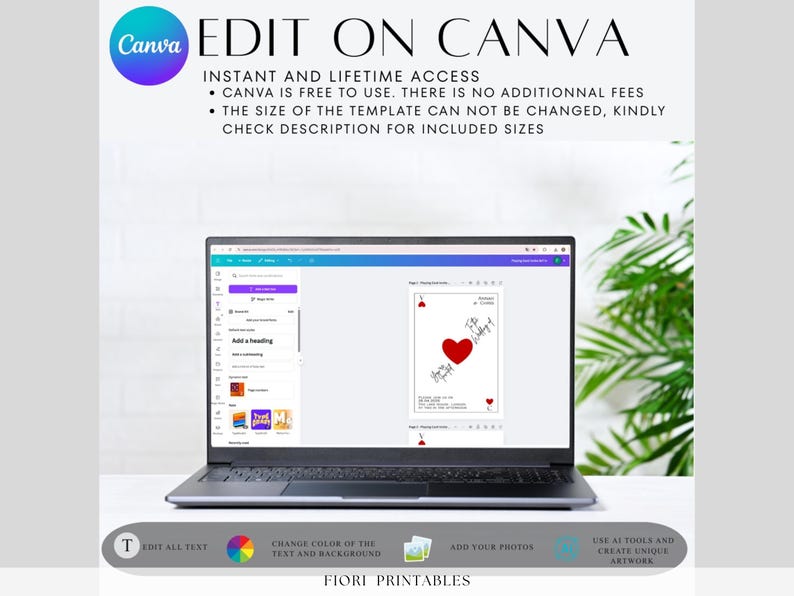 Playing Card Wedding Invitation, Editable Canva Wedding Invite With ...