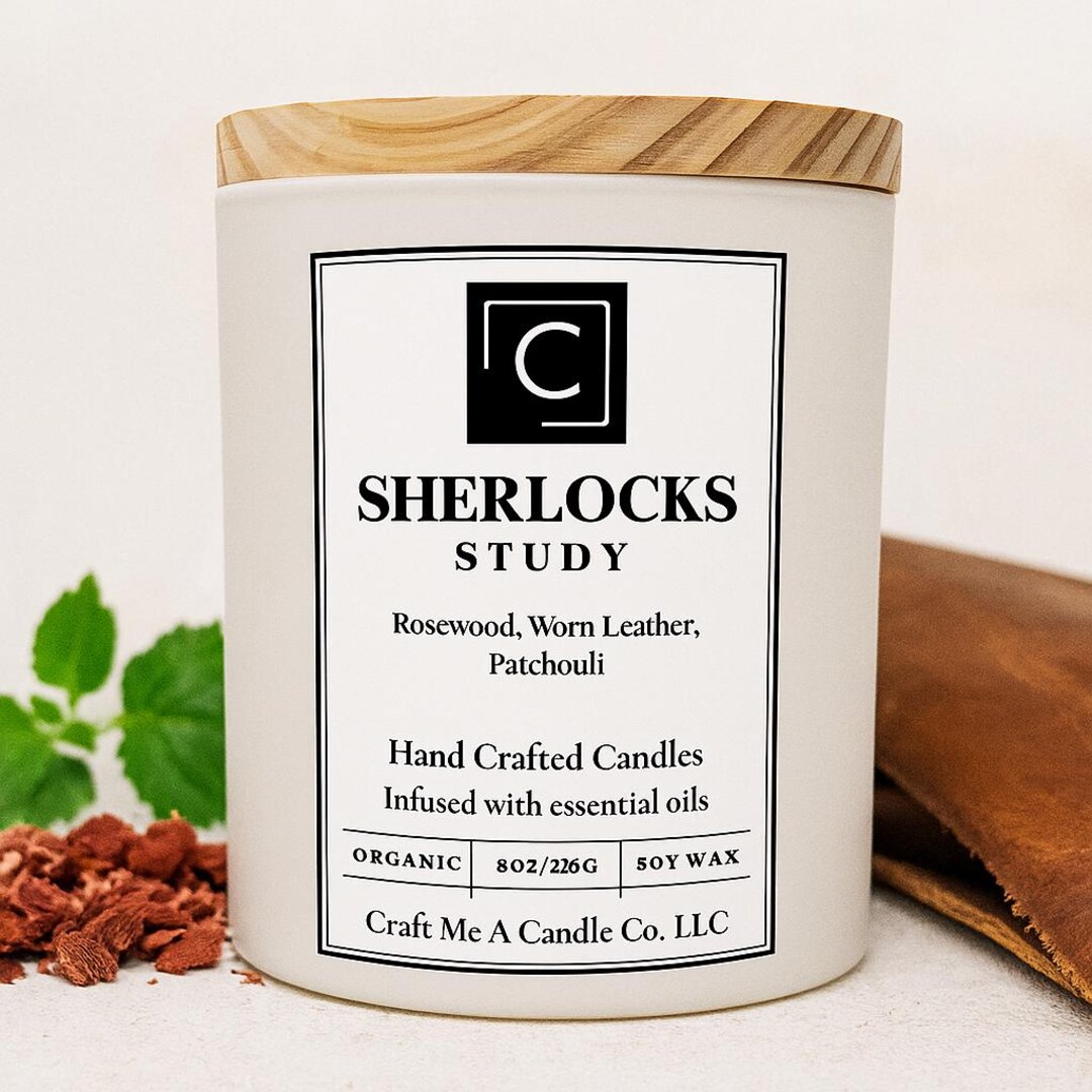 Sherlocks Study Soy Candle | Rosewood, Worn Leather & Patchouli Candle ...