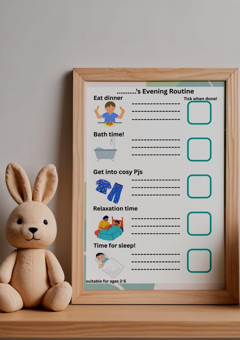 Toddlers Daily Routine Chart - Printable Evening Routine - Ages 2-5 ...