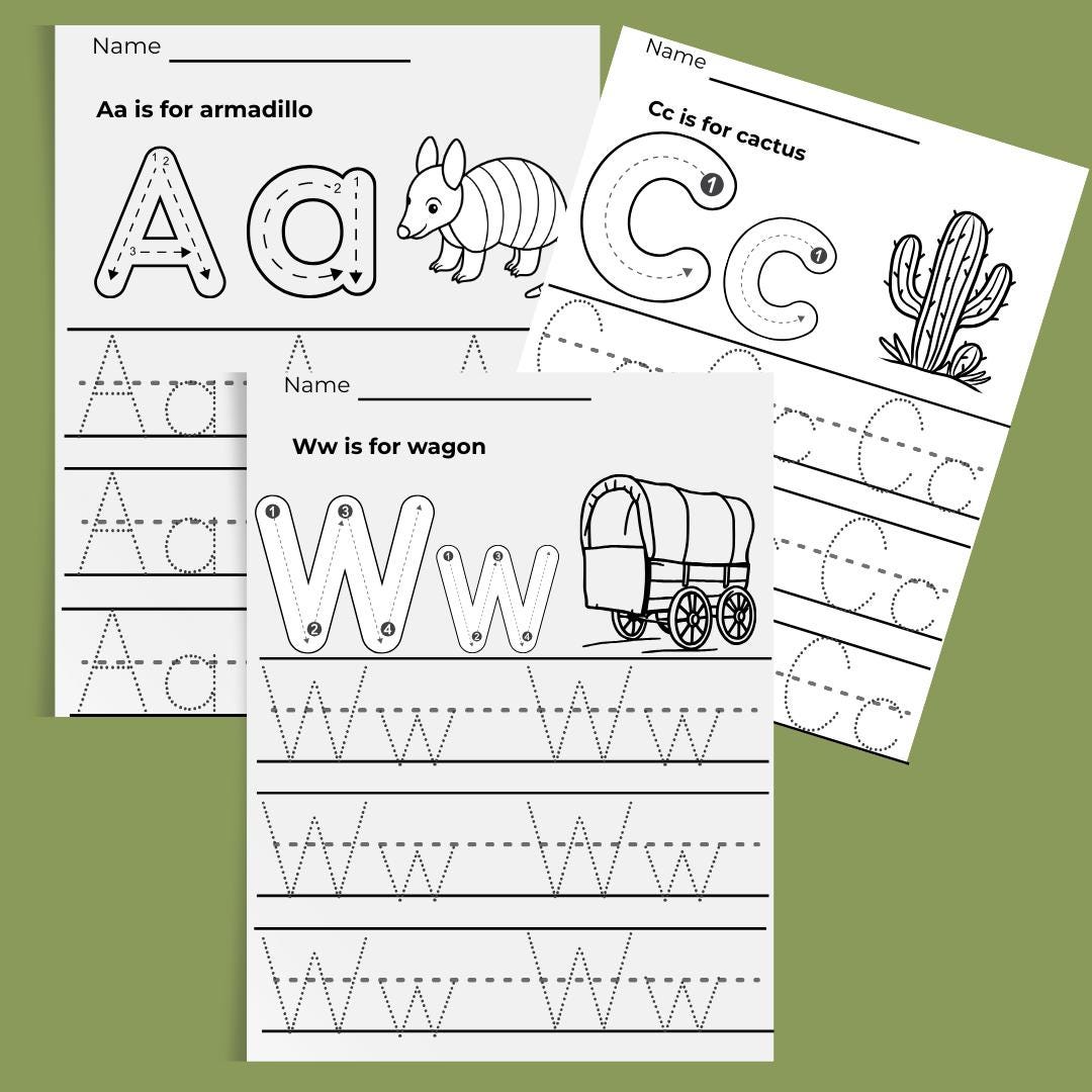 Wild West Alphabet Tracing Worksheets | Western Letter Practice A-Z ...