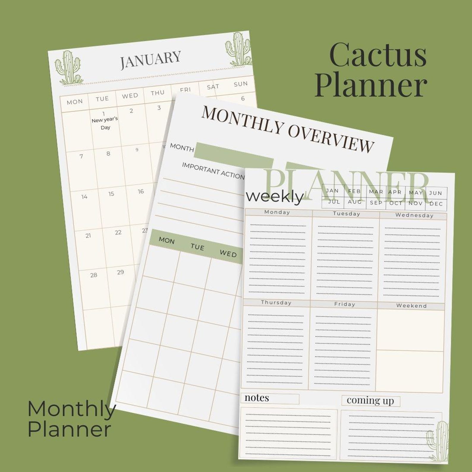 Western Cactus Planner Printable | Cowgirl Daily Weekly Monthly Planner ...