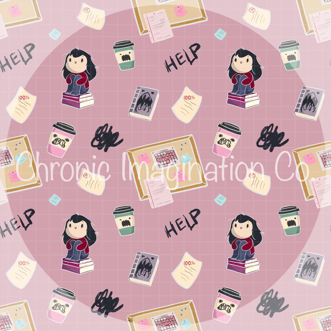Seamless Cute Study Pattern Digital Download – Zumi Chaotic Finals Week ...